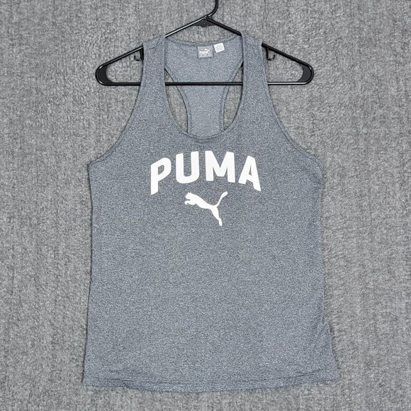 Puma | Tops | Puma Tank Top Womens M Gray Logo Scoop Neck Sleeveless ...